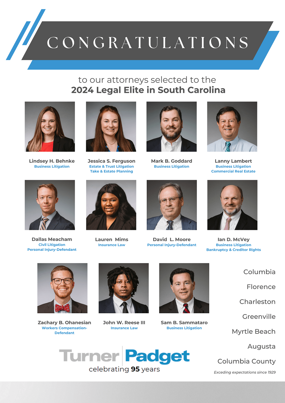 11 Turner Padget Attorneys Recognized in 2024 Legal Elite Across South ...